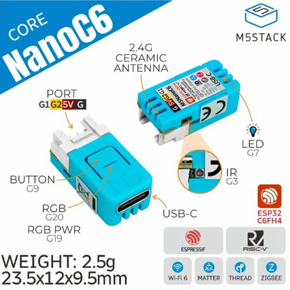 M5Stack Official NanoC6 Dev Kit IoT development board ESP32-C6FH4 ...